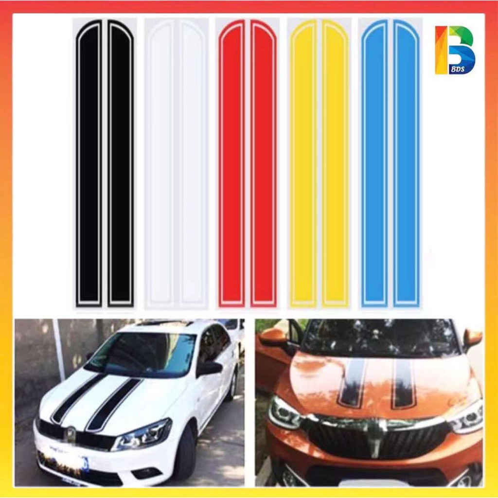 AUTO RALLY STICKER Dual Stripes Hood Side Roof Tail Stickers bonnet ...