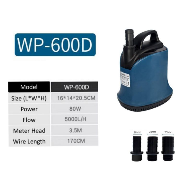 SOBO Aquarium Submersible Water Pump Fish tank WP-600d/WP-700d 5500L/H ...