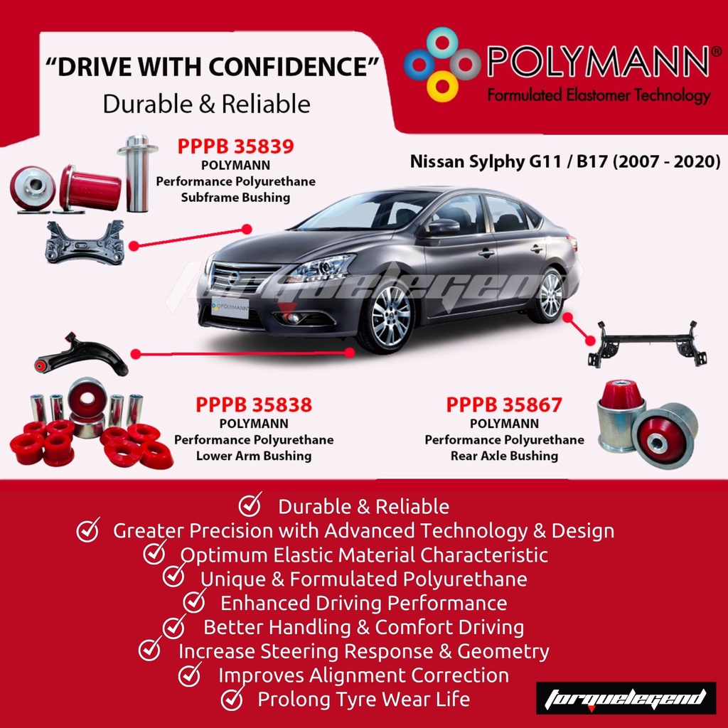 Polymann NISSAN SYLPHY G11/B17 (07-20) Performance Lower Arm/Subframe ...