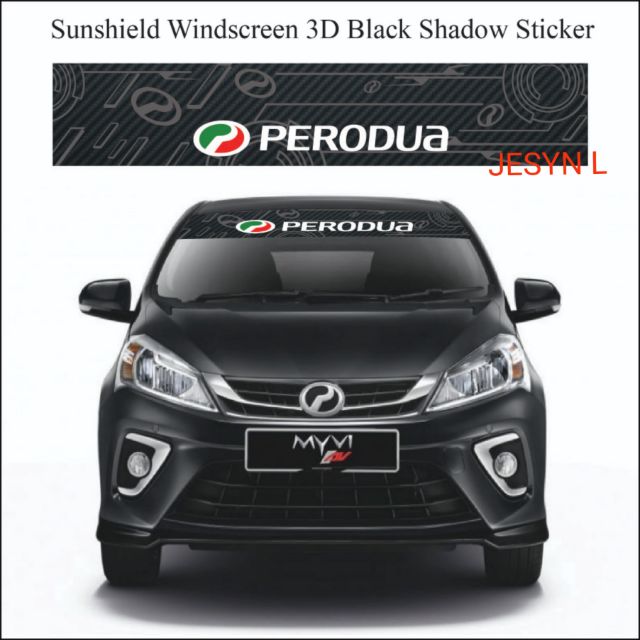 SUNSHIELD WINDSCREEN 3D BLACK SHADOW STICKER - PERODUA | Shopee Malaysia