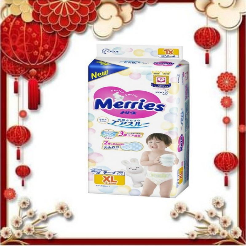 Merries Tape Diapers NB76/S70/M56/L48/XL44 | Shopee Malaysia