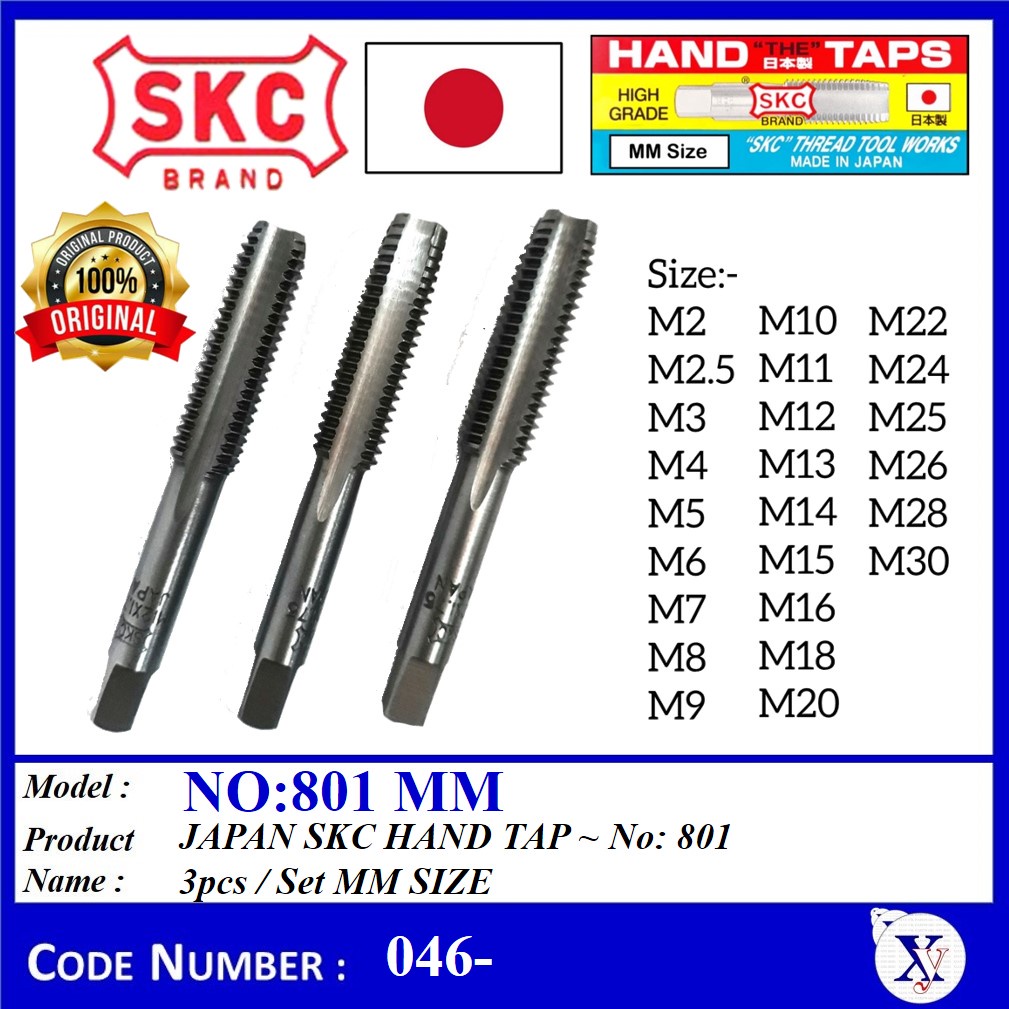 METRIC M3~M20 3PCS/SET SKC HAND TAPES [100% ORIGINAL] 046- NO: 801 (MADE IN JAPAN) | Shopee Malaysia