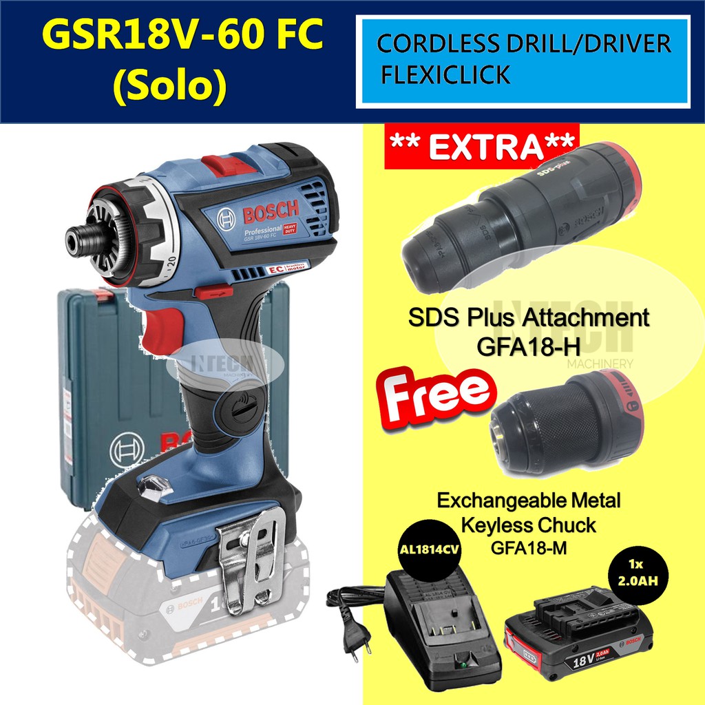 BOSCH GSR18V-60FC(SOLO) CORDLESS DRILL/DRIVER FLEXICLICK+SDS PLUS ...