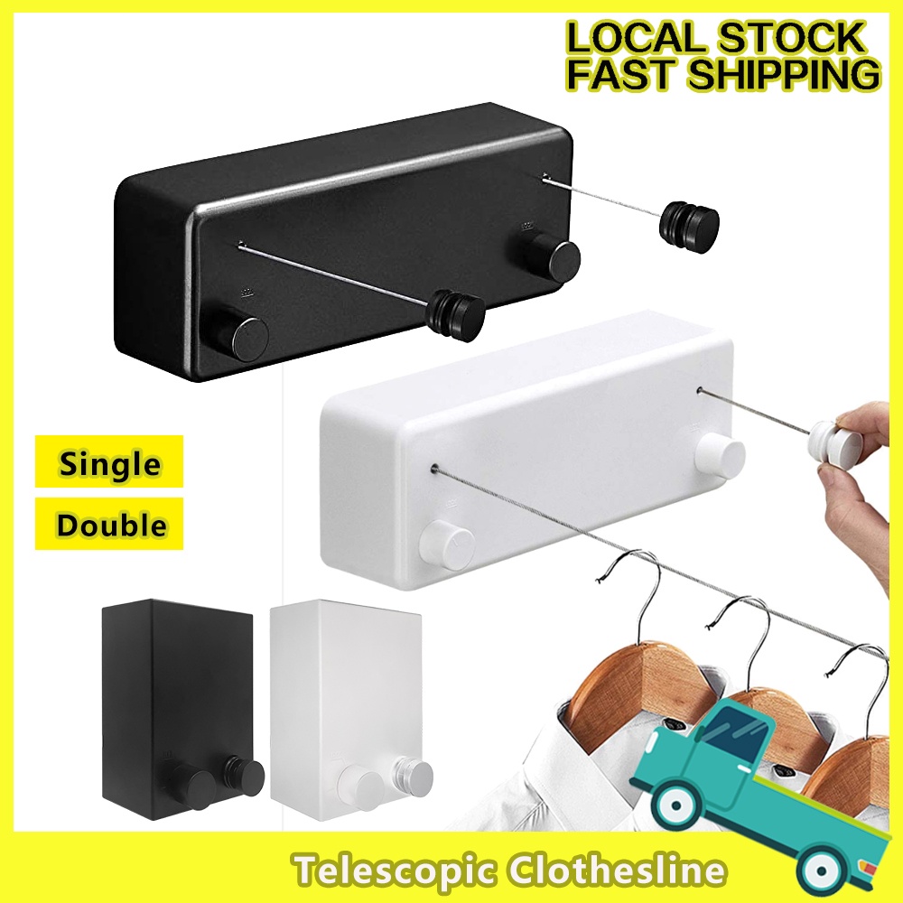 🇲🇾Retractable Clothesline Clothes Hanger Stainless Steel String Dryer ...