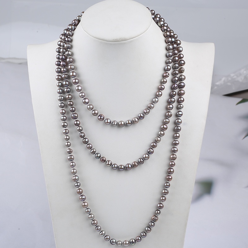 160cm length 7-8mm natural freshwater pearl necklace long sweater chain ...