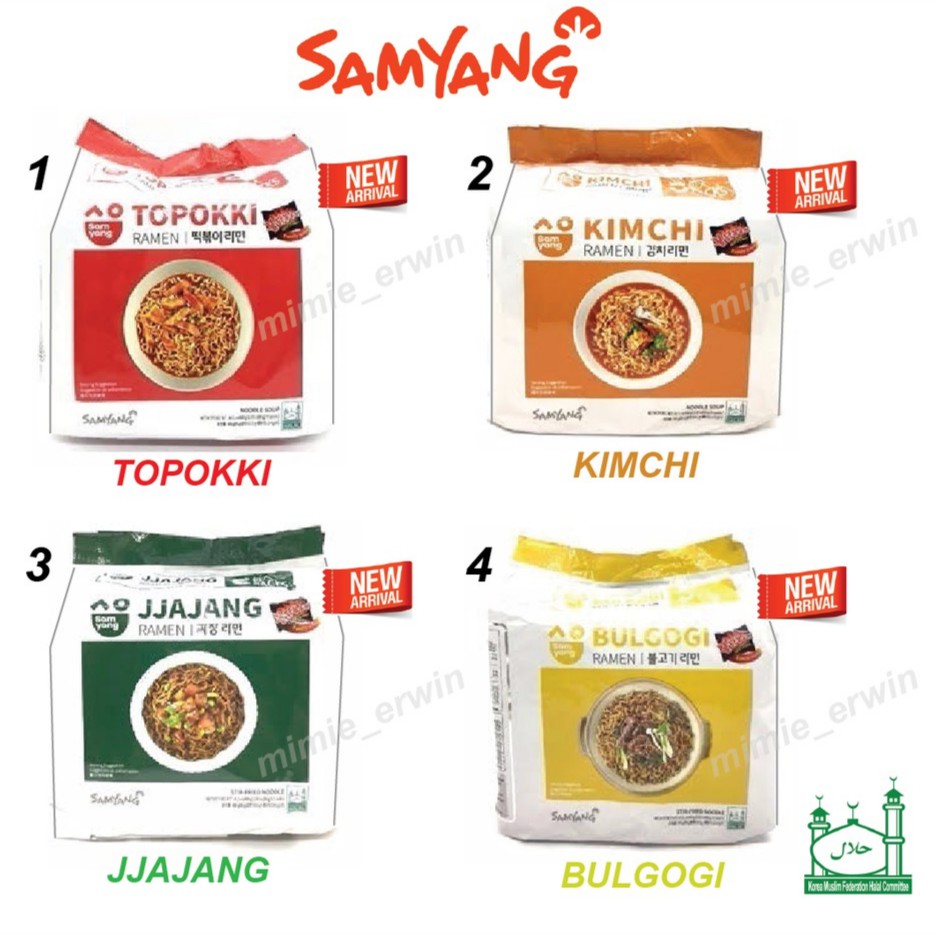 New Samyang Packet Ramen Bulgogi, Topokki, Kimchi & Jjajang Halal 4 ...