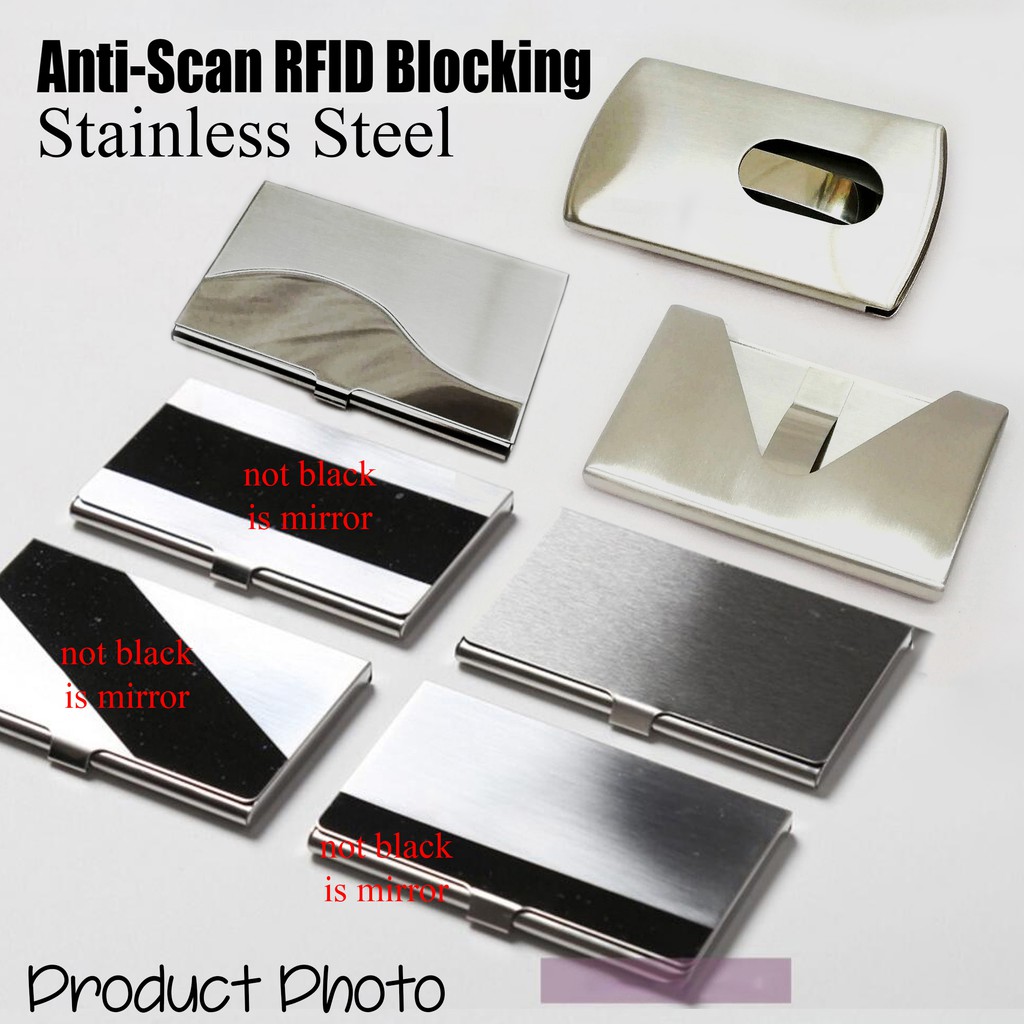 ANTI-SCAN RFID Block BUSINESS NAME CARD HOLDER Stainless Steel ...