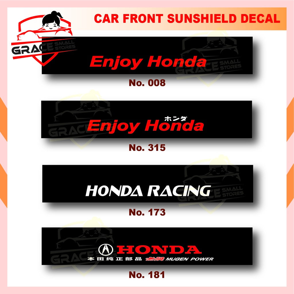 Honda Front Windscreen Windshield Window Sticker Honda Racing Enjoy ...