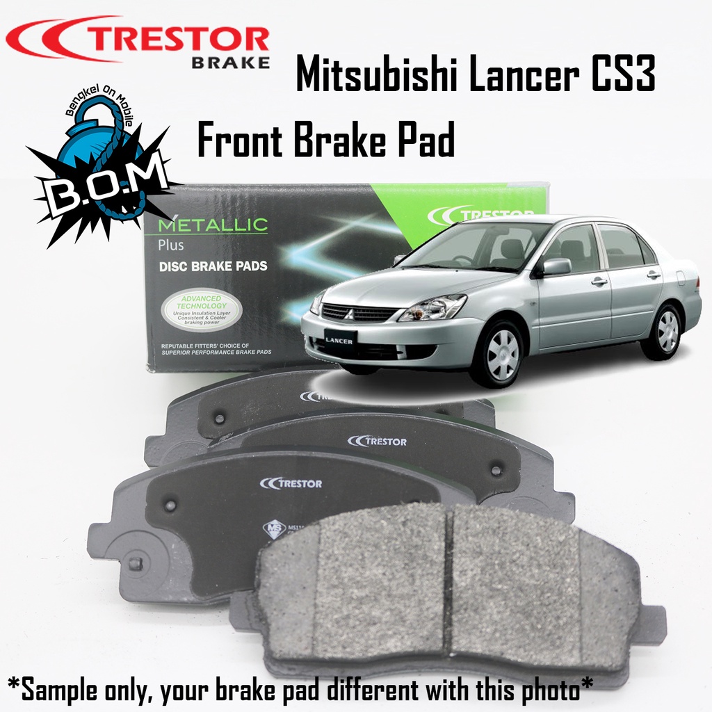 Trestor Metallic Front brake pad, Brek Pad Depan, Mitusbishi Lancer CS3 ...