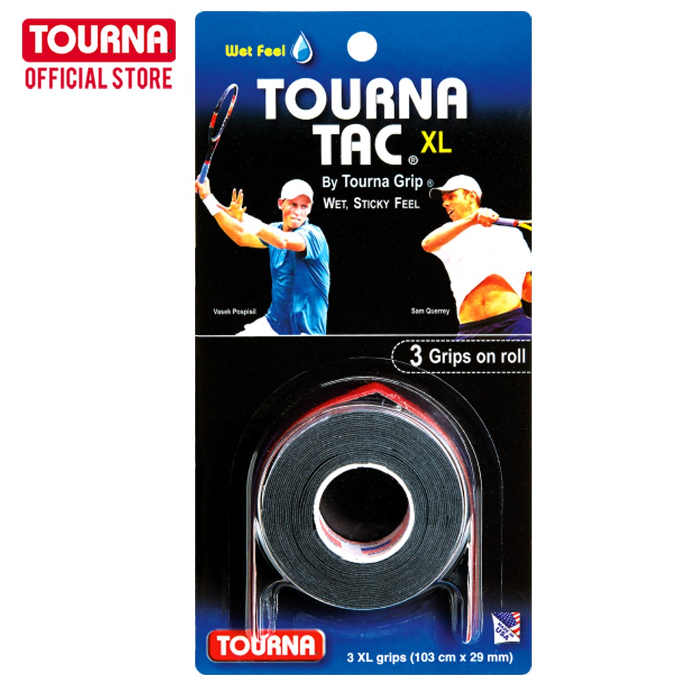 TOURNA TAC 3 Piece Sticky Grip Tape Black-3 XL grips on roll Tennis ...