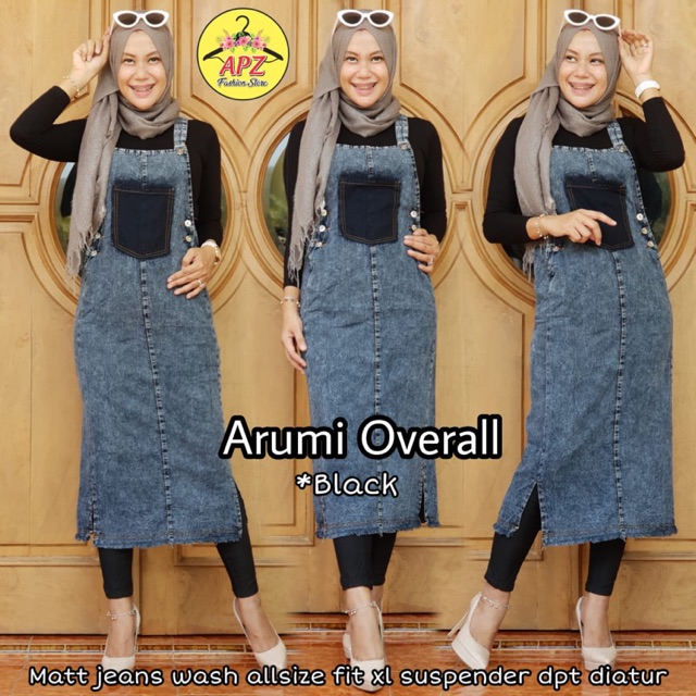 Arumi Overall snow black jeans (RDSA) | Shopee Malaysia