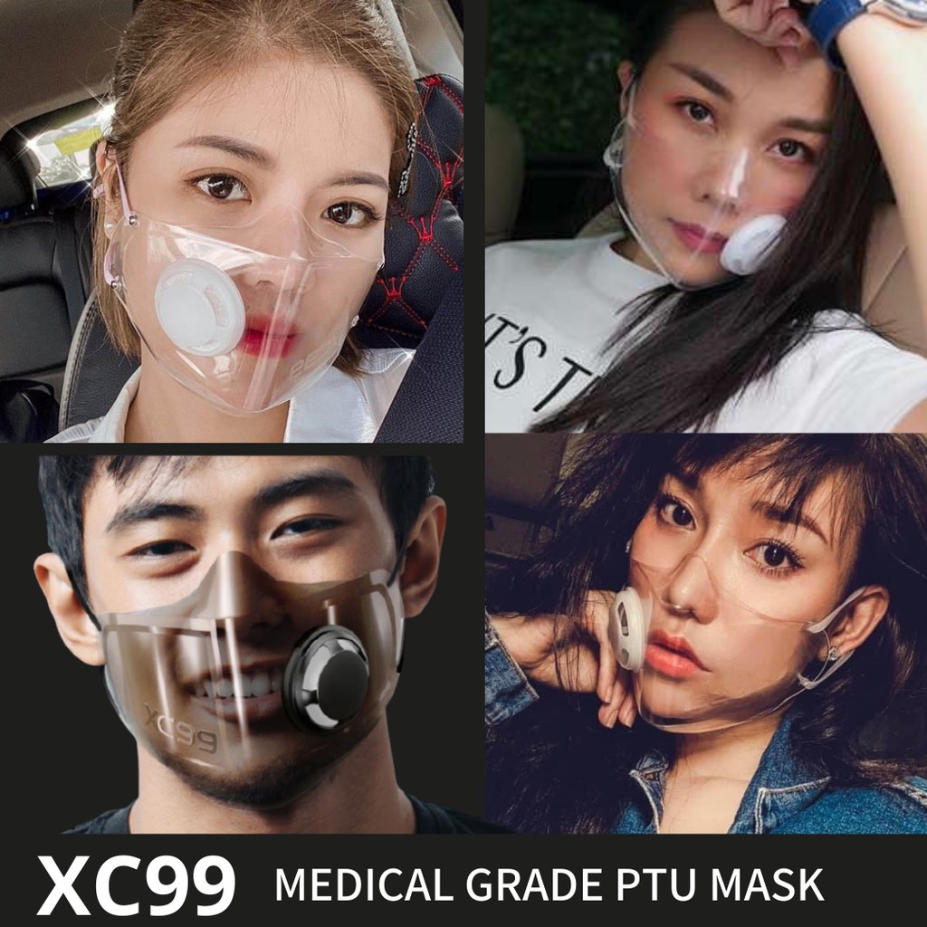 XC99 Transparent Plastic Silicon Mask Fashion Clear Face Masks Washable ...