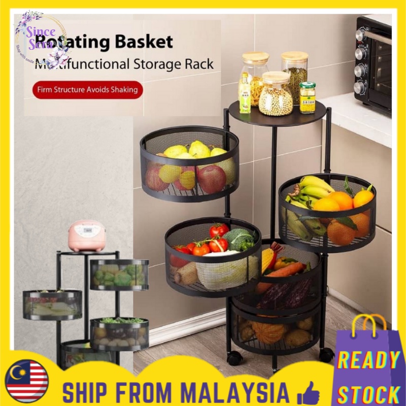 🔥READY STOCK 🔥Multipurpose Round Kitchen Storage Rack 4/5 Tier Rak ...