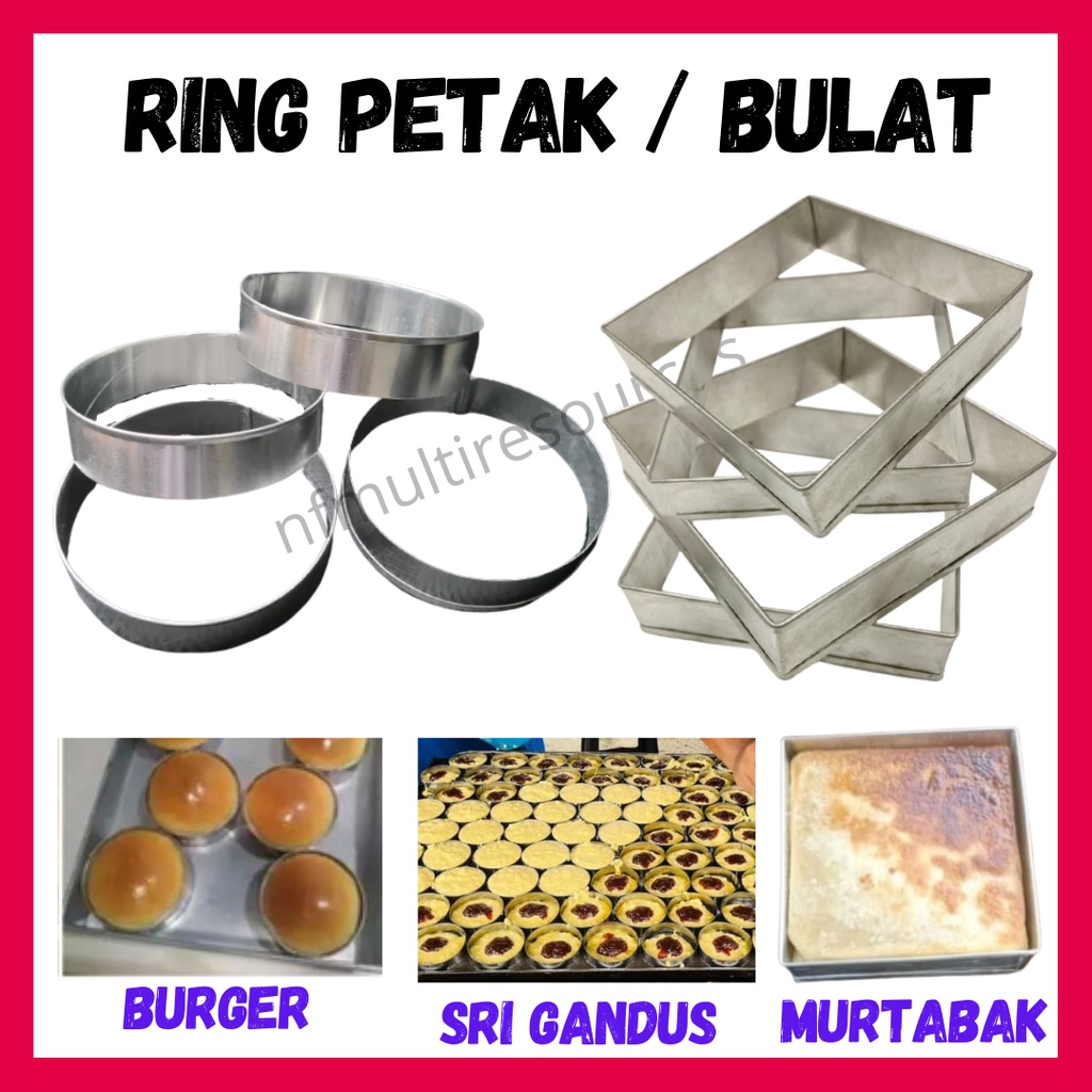 Ring Burger Acuan Roti Oblong Sosej Hot Dog Mould Murtabak Mini Petak ...
