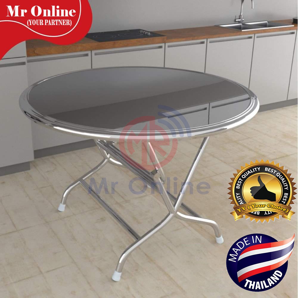 High Quality Stainless Steel Foldable Round Table/ Meja Kerja Bulat ...