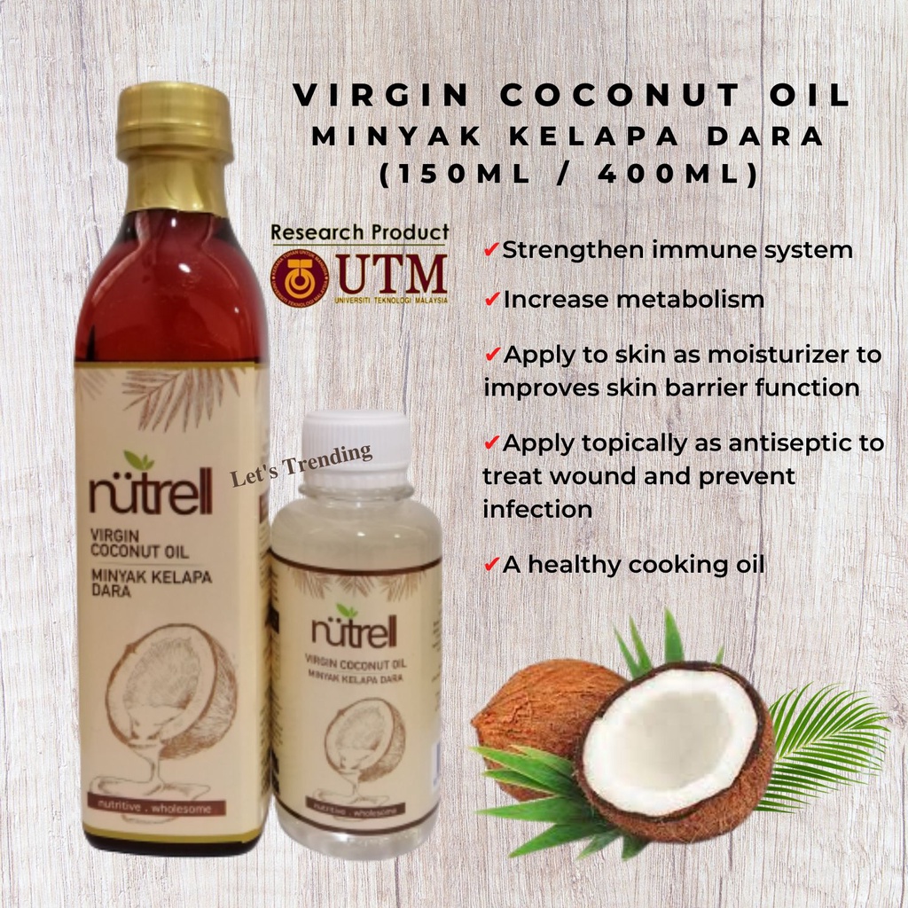 Nutrell Virgin Coconut Oil UTM 150ml 400ml Minyak Kelapa Dara VCO Cooking Oil Skin Supplement ...
