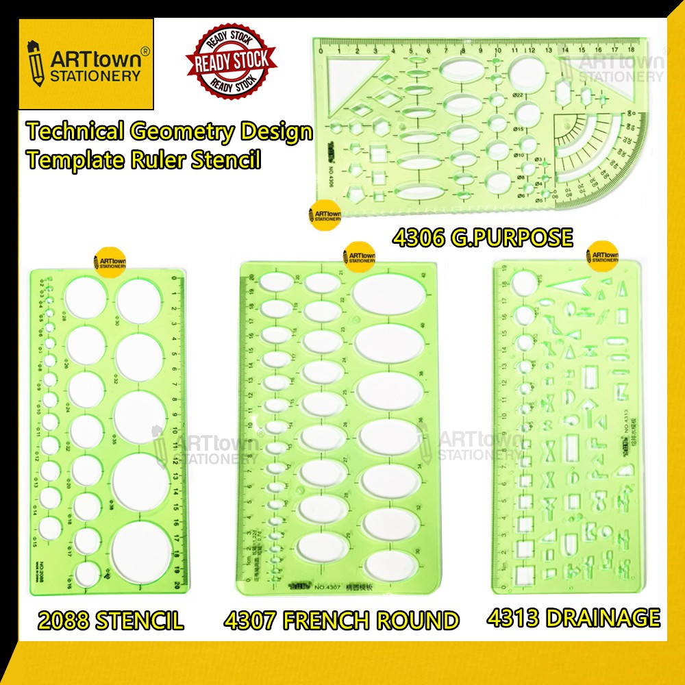 Technical Geometry Design Template Ruler Stencil / Acura Tecni Ruler ...