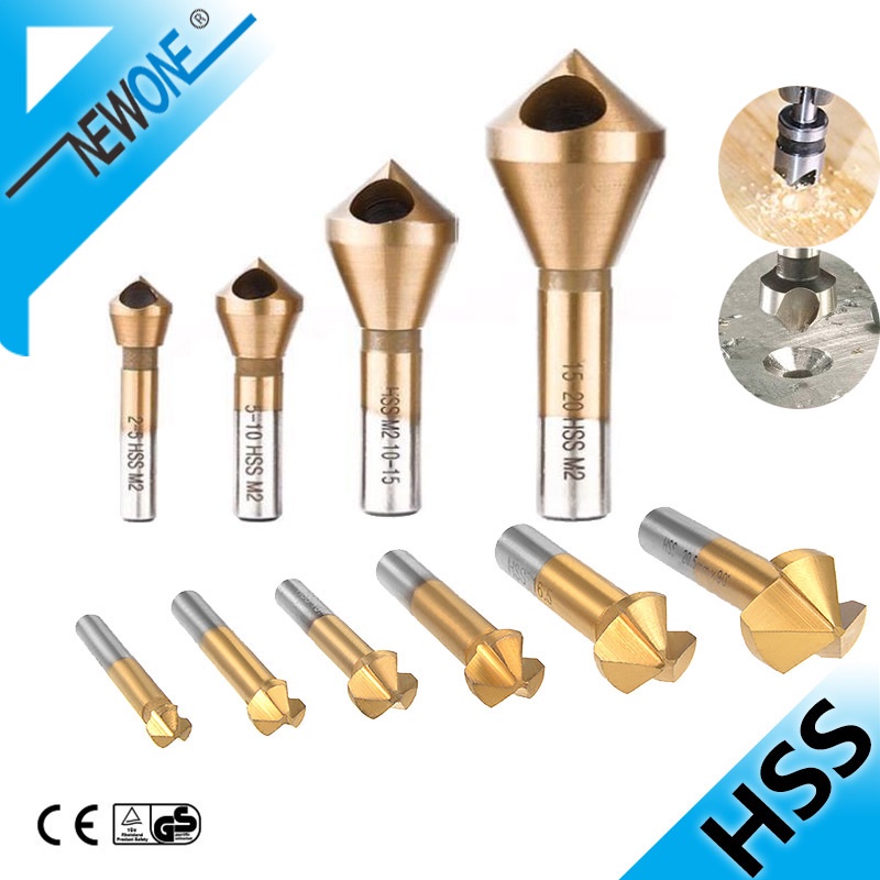 NewOne 3 PCS HSS Countersink Deburring Drill Bit Set Hand Tool Cutting ...