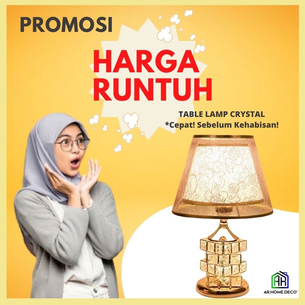[Ready Stock] Led Design Gold Crystal Bedside Table Lamp Living Room ...