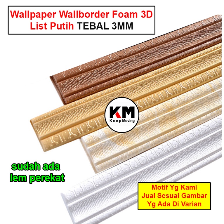 PUTIH Km Wallpaper List White Wall Paper List Foam 3D Wallborder Foam ...