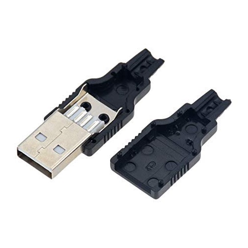 USB 2.0 Type A Male 4-Pin Connector Plug with Black Plastic Shell ...