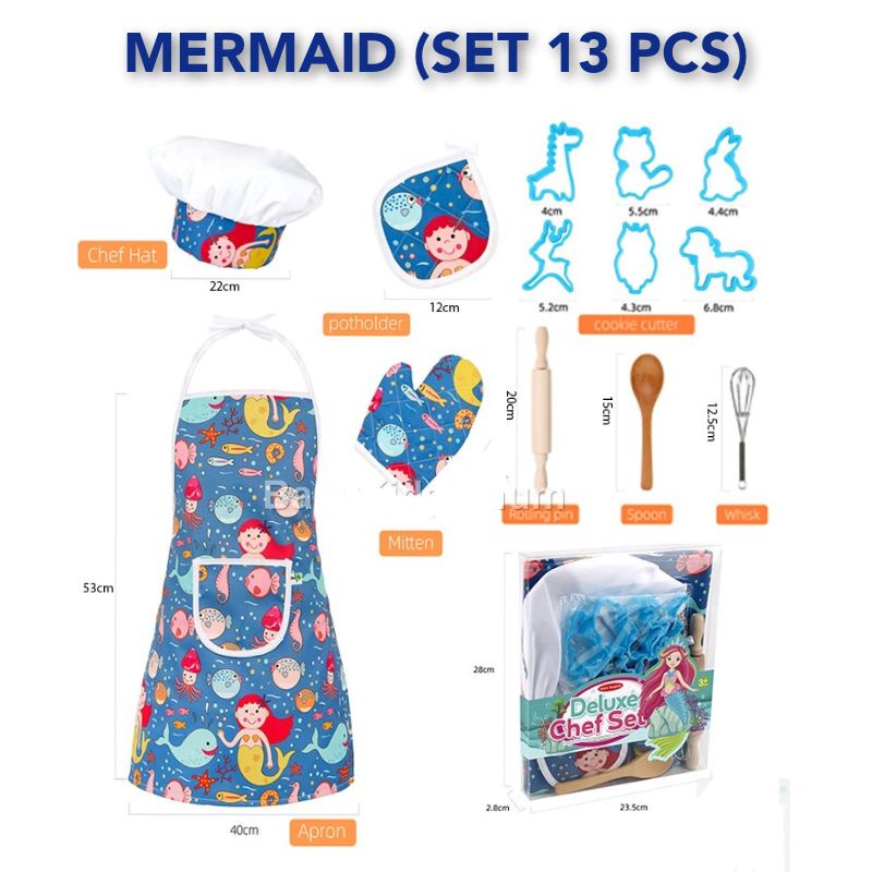 Set Apron Budak Kids Chef Complete Set Kitchen Gift Playset With Apron ...