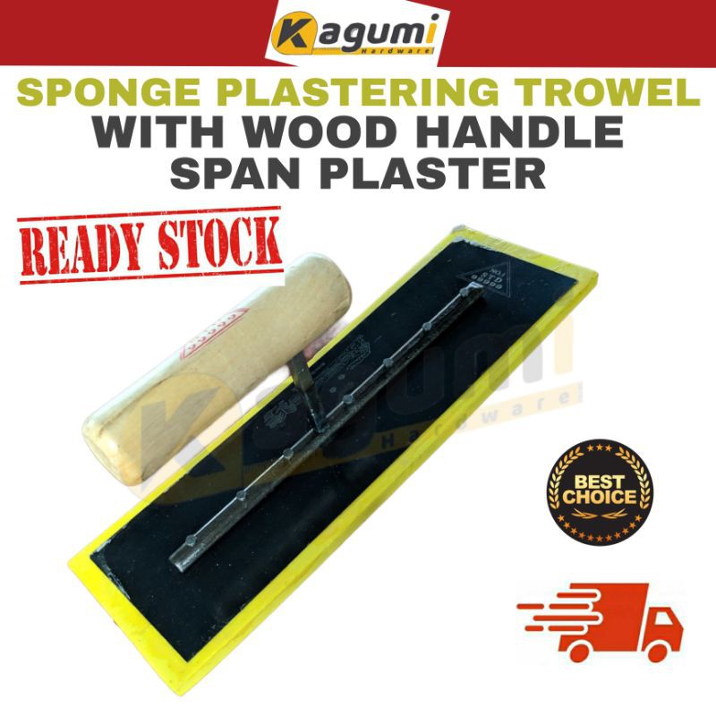 SPONGE PLASTERING TROWEL WITH WOOD HANDLE / SPAN PLASTER | Shopee Malaysia