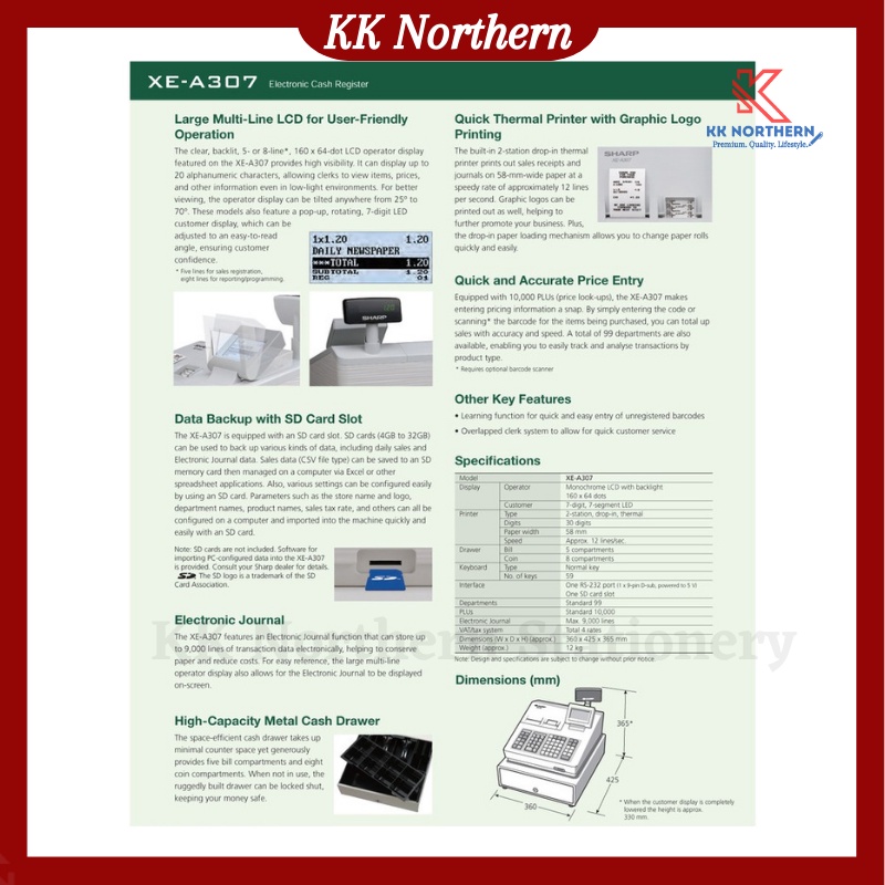 Sharp XE-A307 Cash Register Machine / Mesin Cashier Machine Fast Key ...
