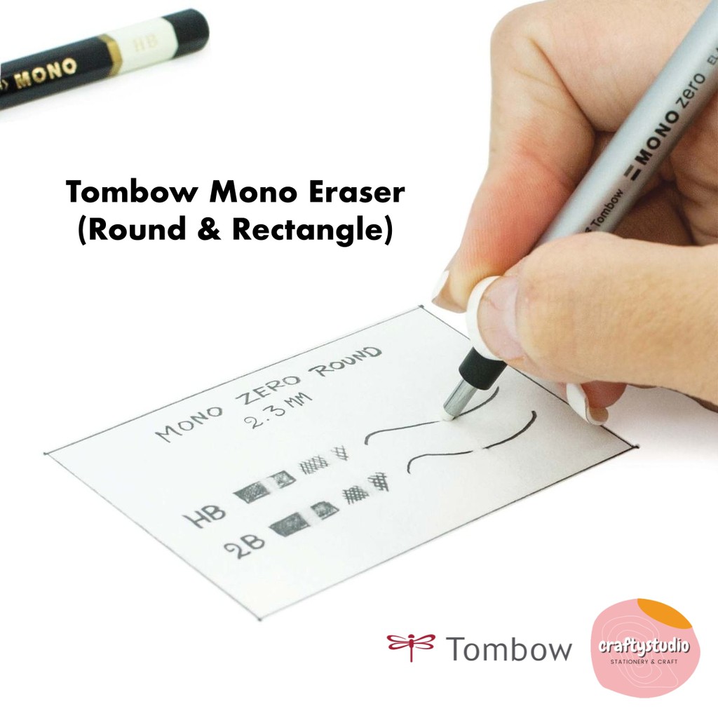 (Round & Rectangle) Tombow Mono Eraser Silver, Tombow Mono Eraser ...