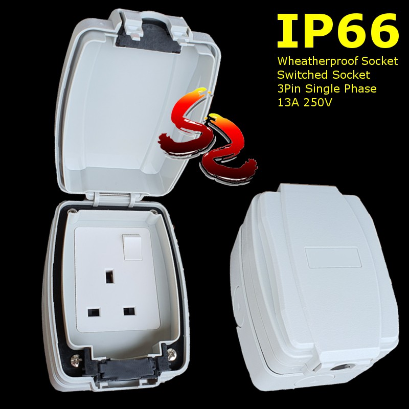 Heavy Duty Single 13A 1 Gang Switch Socket with Cover Weatherproof Dust ...