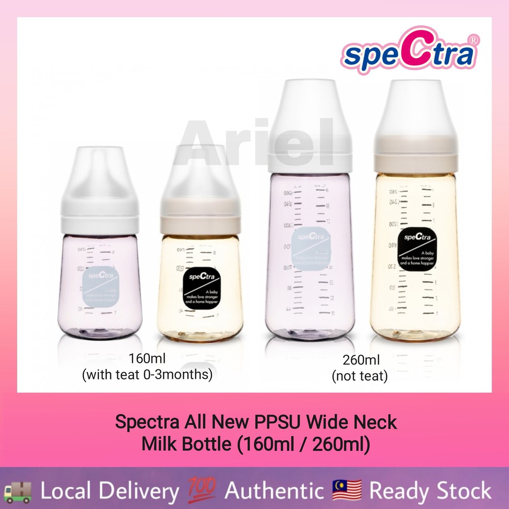 [READY STOCK] Spectra All New PPSU Wide Neck Baby Bottle with Teat S (0-3 months) 160ml | Shopee ...