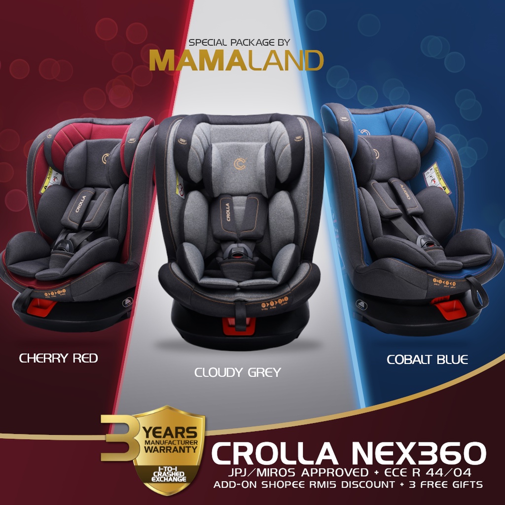 Mamaland Crolla Nex360 ISOFIX Car Seat 360° Spin/Crolla Nexus/CrollaNex360 R129 0-12YO MIROS JPJ ...