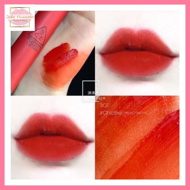 3ce Velvet cream lipstick, orange-red color, Auth product (with Bill ...
