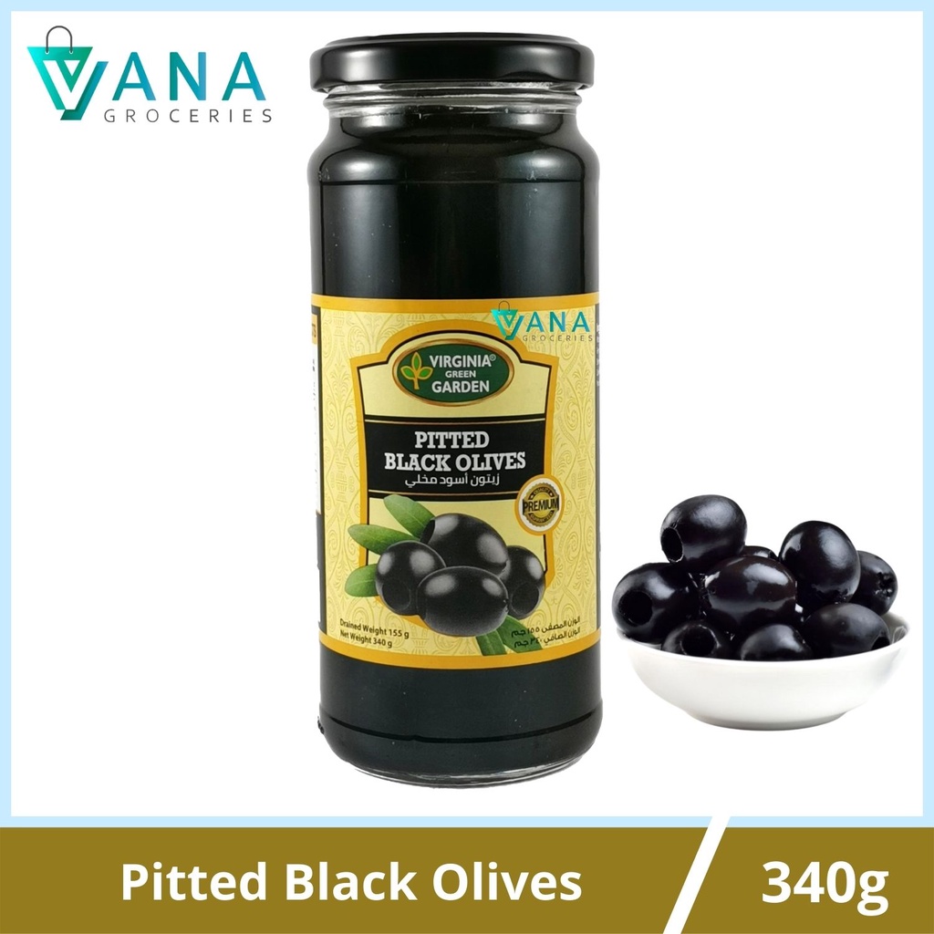Virginia Green Garden Pitted Olives Green / Black / Sliced 340g Buah Zaitun Tiada Biji Hijau ...