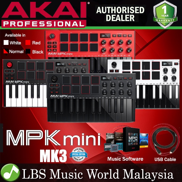 Akai Professional MPK Mini MK3 25 Key Midi Keyboard Controller with 8 Pad and 8 Knob with ...