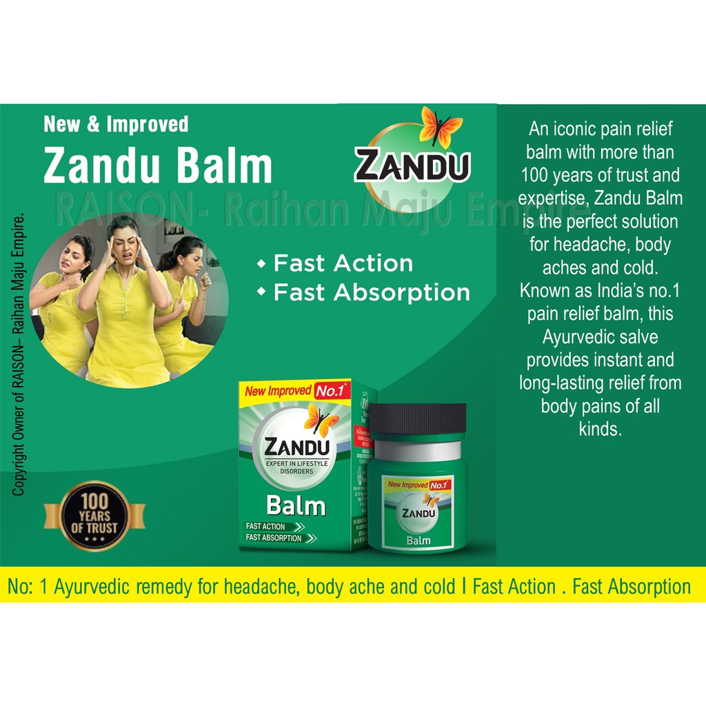 Zandu Balm 8ml - No: 1 Ayurvedic remedy for headache, body ache and ...