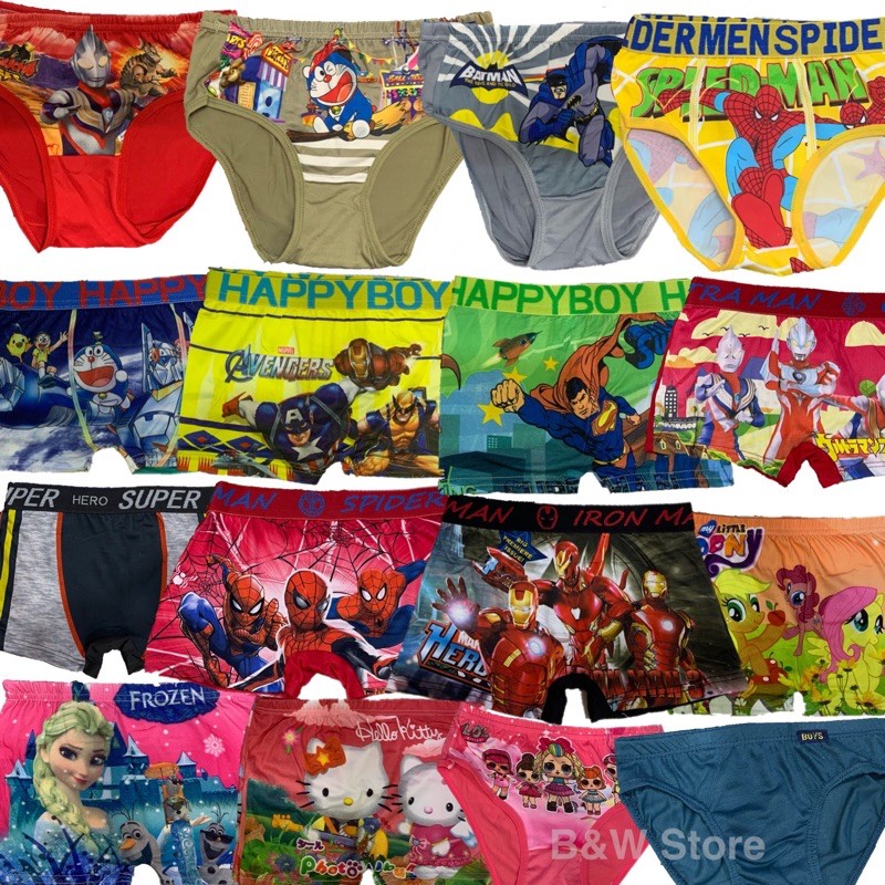 🔥BOY GIRL BOXER 3IN1 KIDS CARTOON SPIDERMAN, AVENGERS, IRONMAN SELUAR ...
