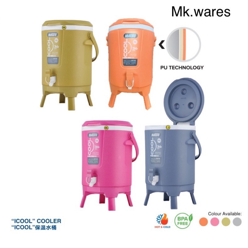 MATSU ICOOL COOLER 6,8,10&14Ltr/Water Cooler/Drink JAR/Bekas Air Panas ...
