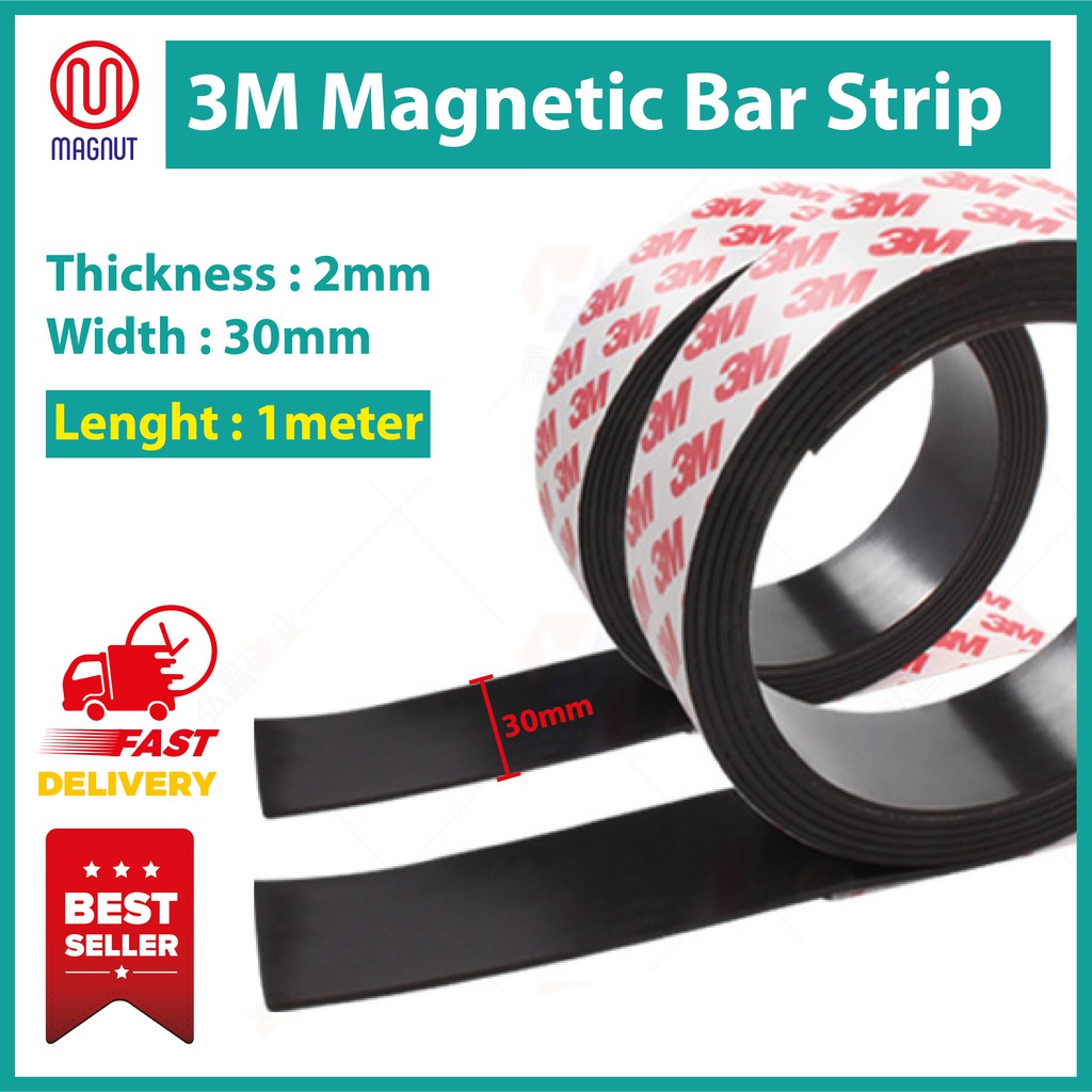 1 meter * 30mm / thickness: 2mm - self adhensive Flexible magnetic Bar ...