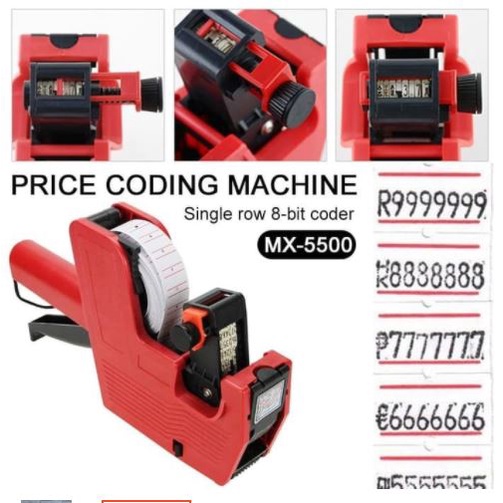 MESIN PRICE LABEL TOOL MACHINE 5500 m / PRICE LABELER 1 ROW / 8 DIGIT ...
