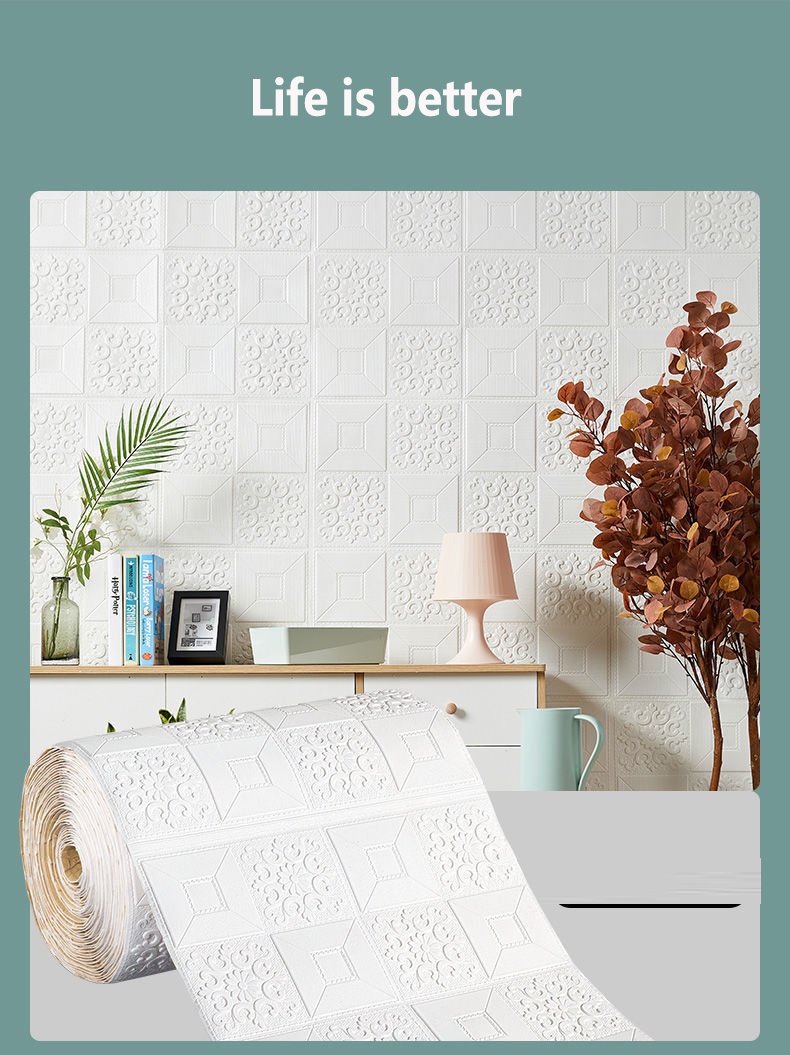 70×500cm 3D Brick Wallpaper Wall Stickers Real Home Decor DIY Self ...