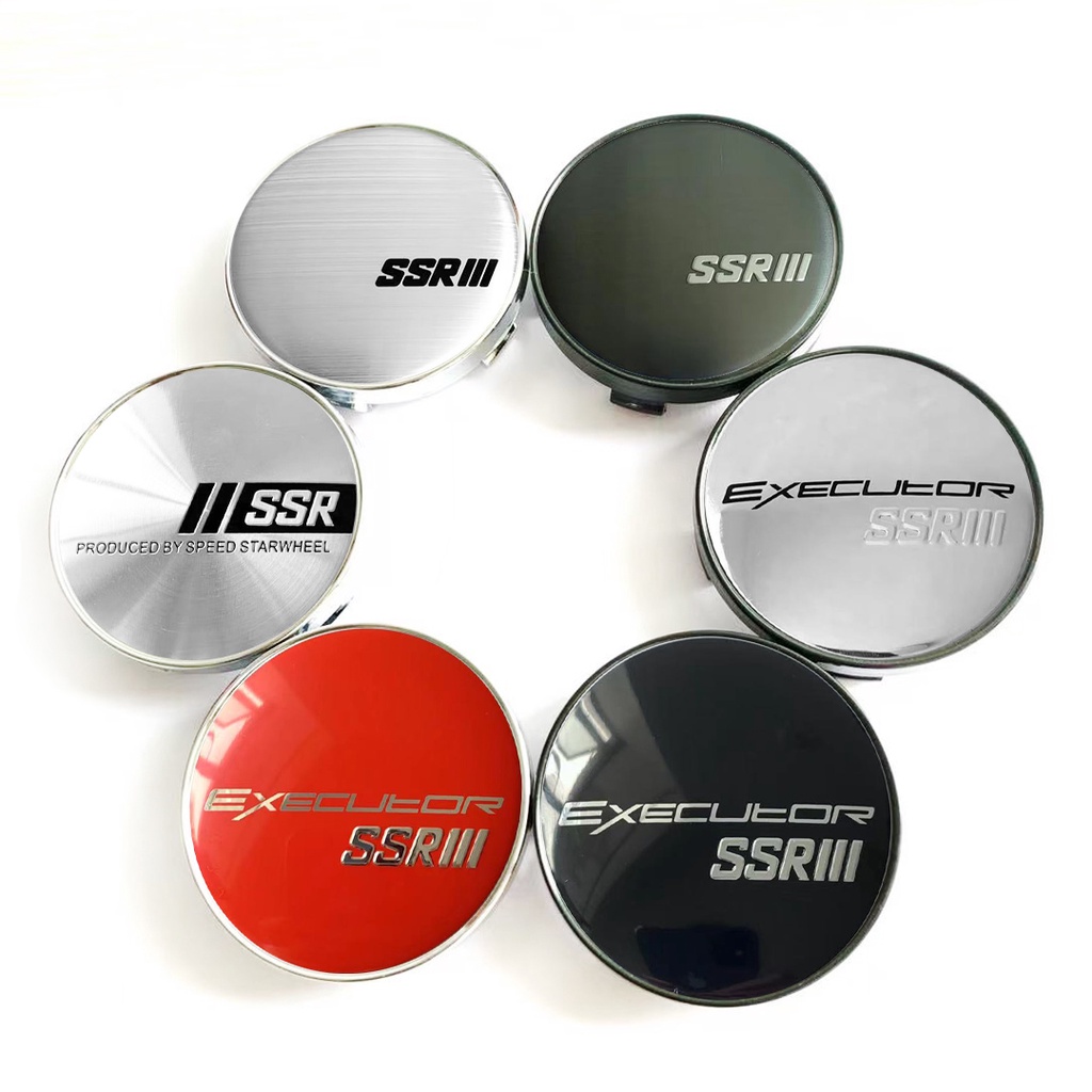 4pc 60mm SSR Logo Black Silver Car Modified Wheel Center Cover Rim Hub ...