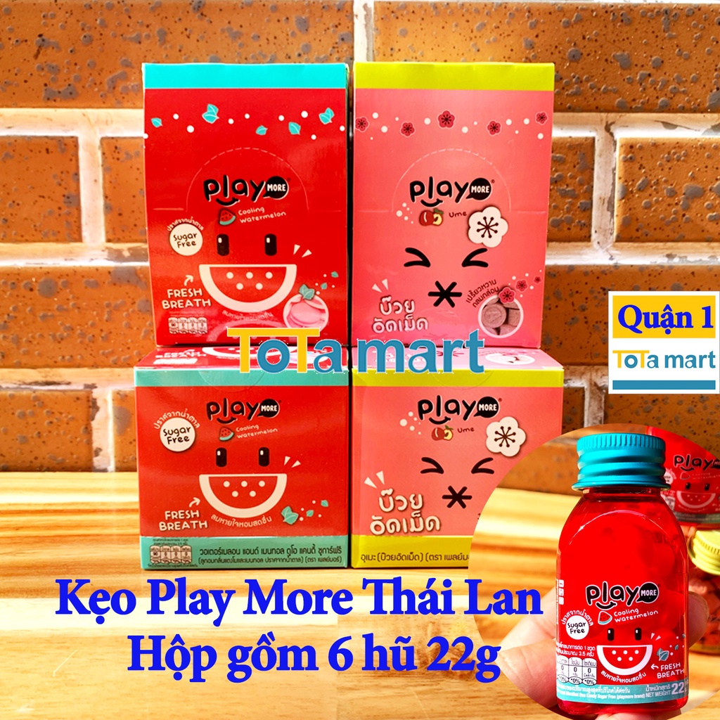 (hsd 11 / 2024) (Box Of 6 Jars) Thailand Sugar free Playmore Candy ...