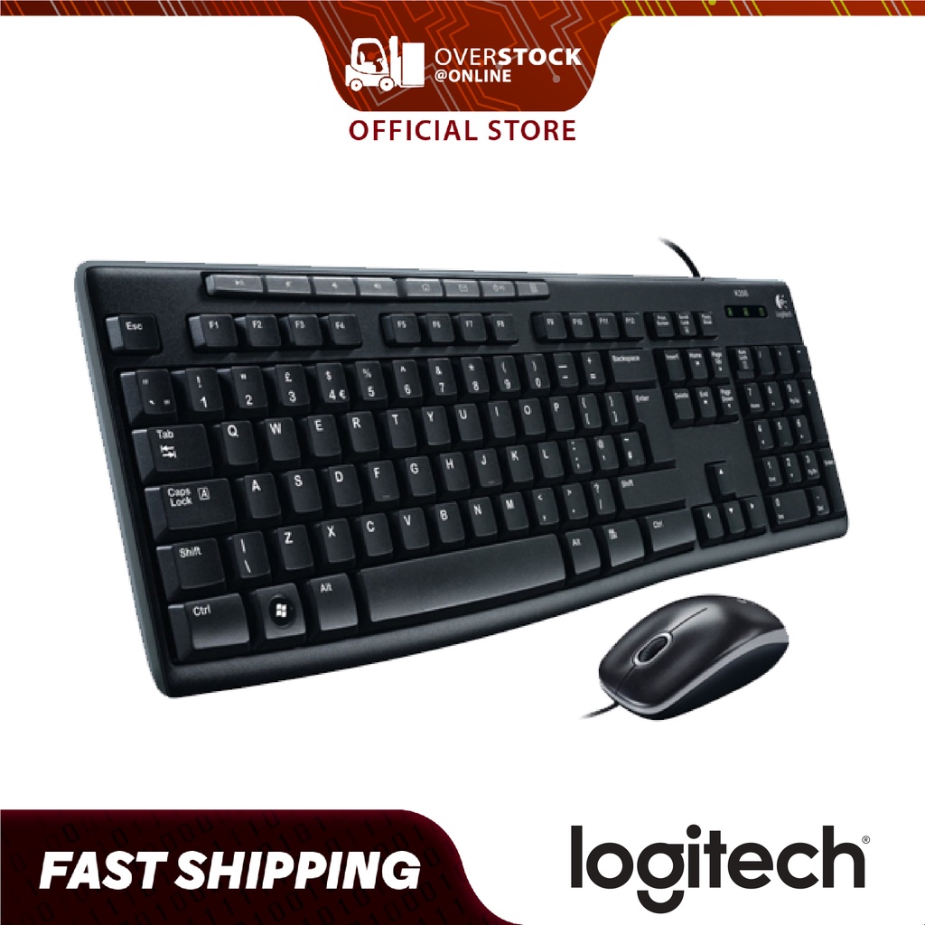 Logitech Corded Keyboard And Mouse Combo Mk200 With Media Keys Plug And Play And Spill Resistant