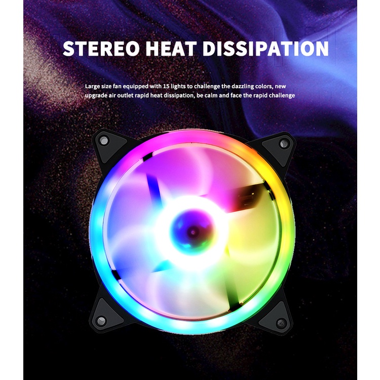 12CM Cooling Fan Aurora Solar Eclipse Silent Dual Aperture Fan PC ...