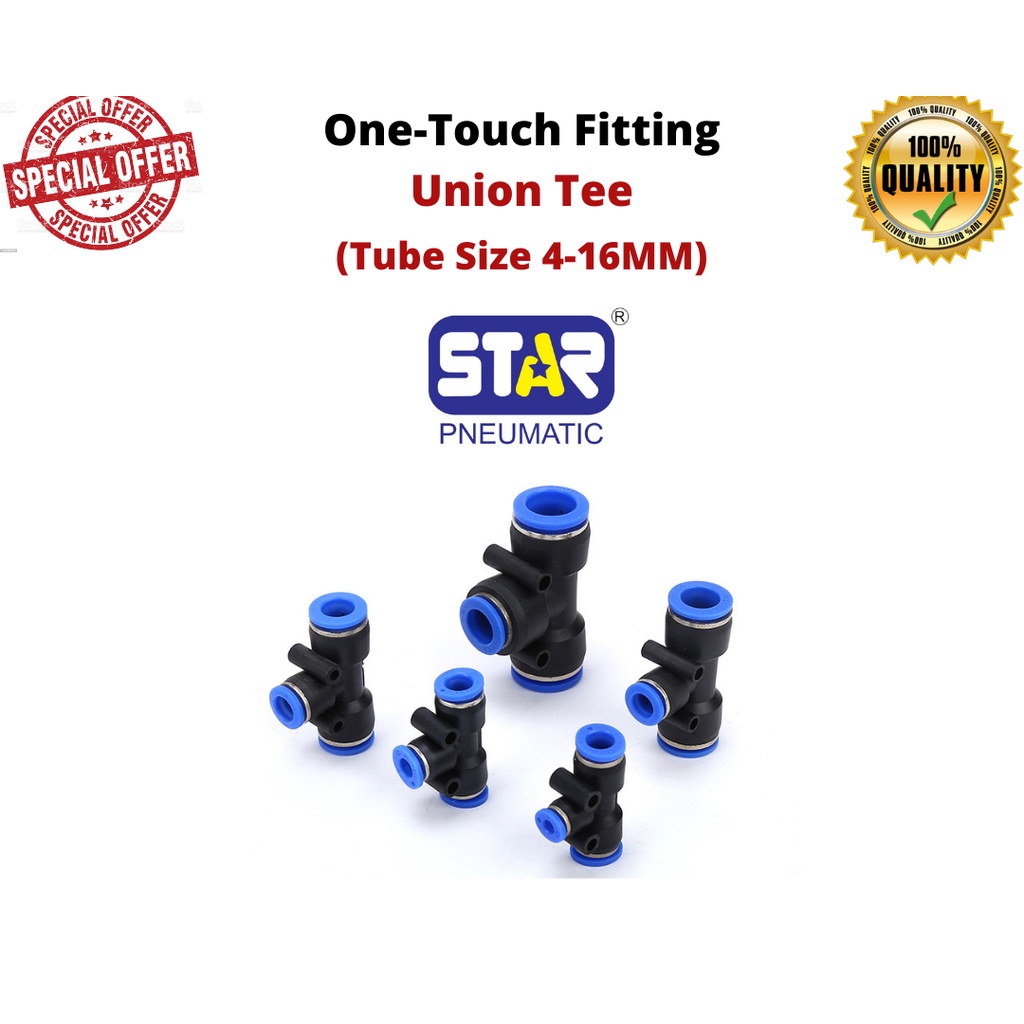 [READY STOCK-KL}[START] PUT Union Tee Pneumatic One-Touch Fitting Push In Connector (Tube 4-16mm ...