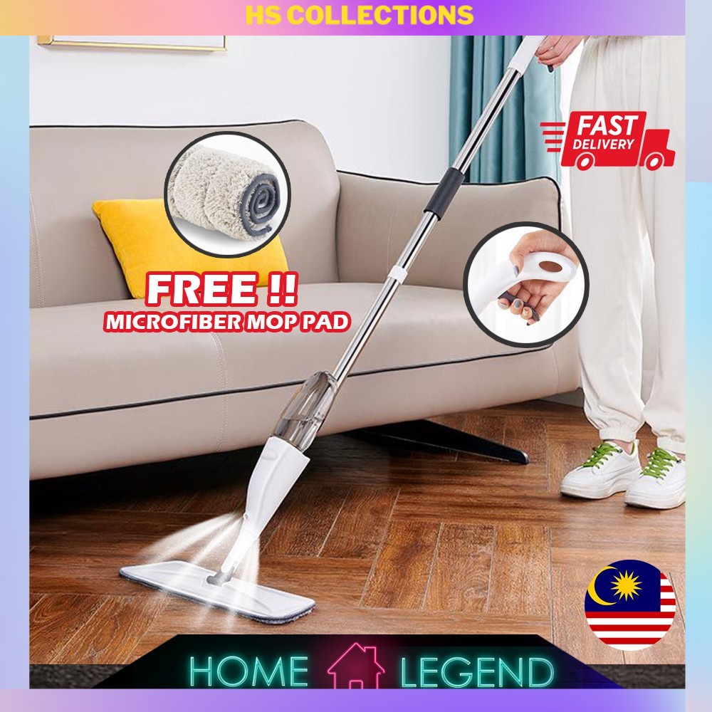 (Ready Stock) Easy Spray Mop Water Cleaning Free Microfiber Mop Pad Mop ...