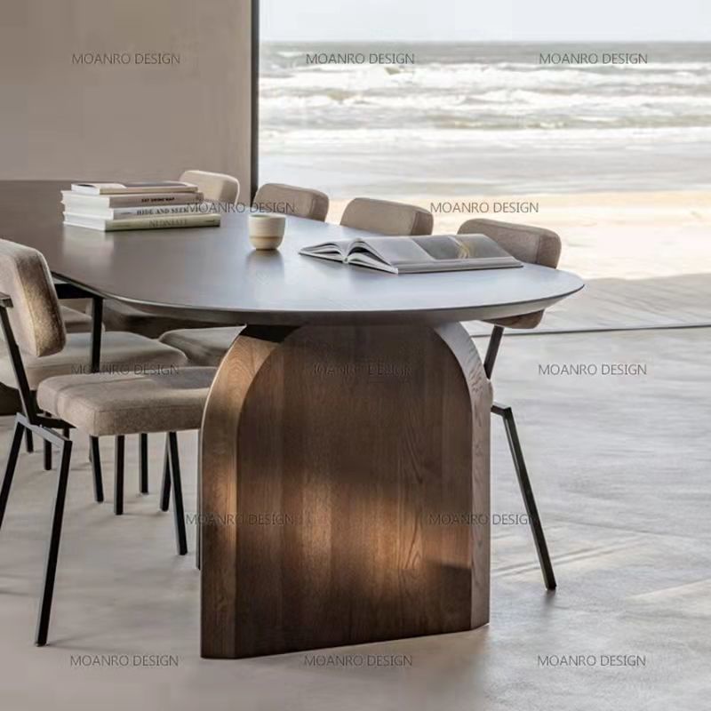 Solid wood minimalist designer workbench simple modern oval office ...