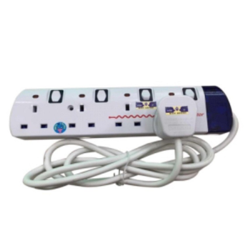 Portable Safety Trailing Socket 4 Gang Extention 2 Meters With 13a Plug Top Extension Wire