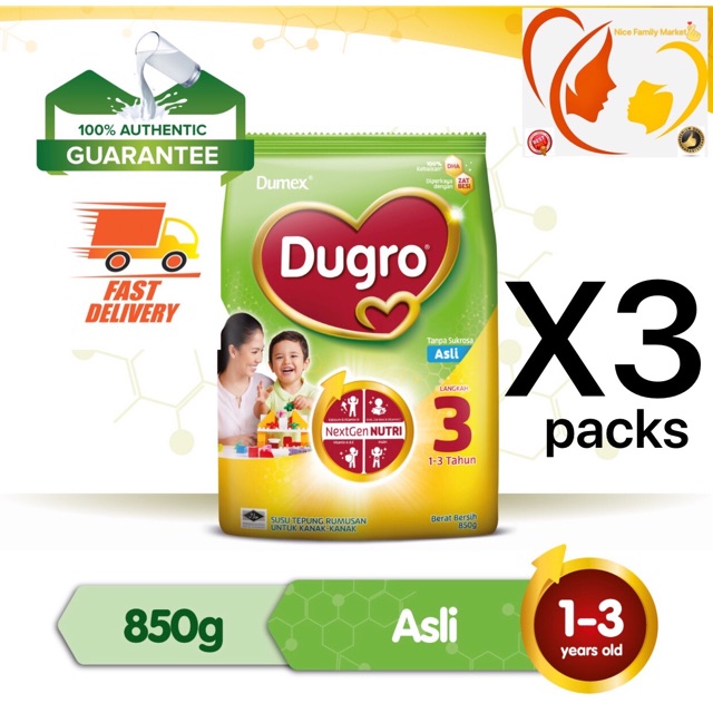 Dumex Dugro Step 3- Asli (850g x 3 packs) | Shopee Malaysia